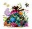 CORAL REEF Scene Setter birthday luau party wall decor kit 5' sea ocean ...