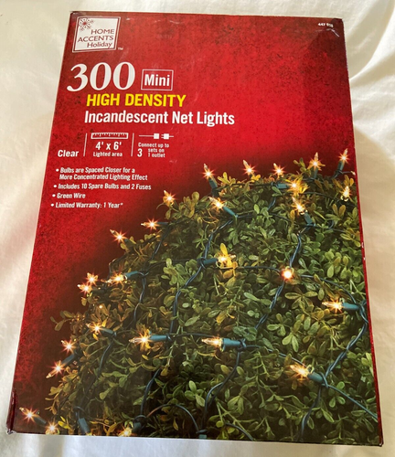 Home Accents Holiday 300 Clear Mini Net Lights HIGH DENSITY Steady Lit ...