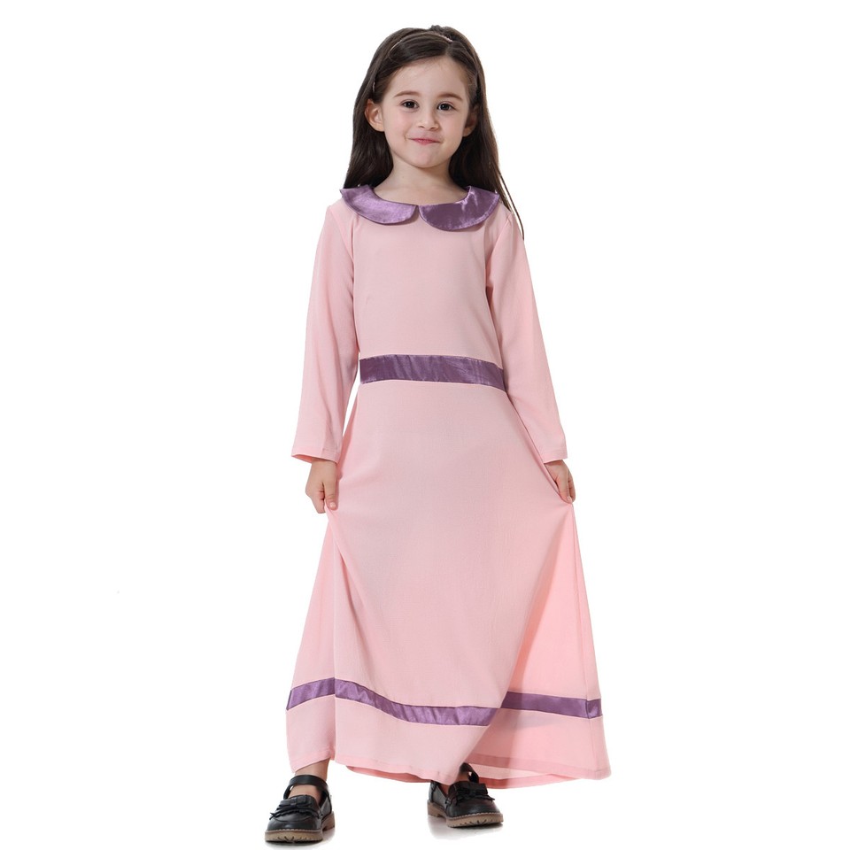 Kids Muslim Girls Long Maxi School Dress Long Sleeve Abaya Islamic Arab ...