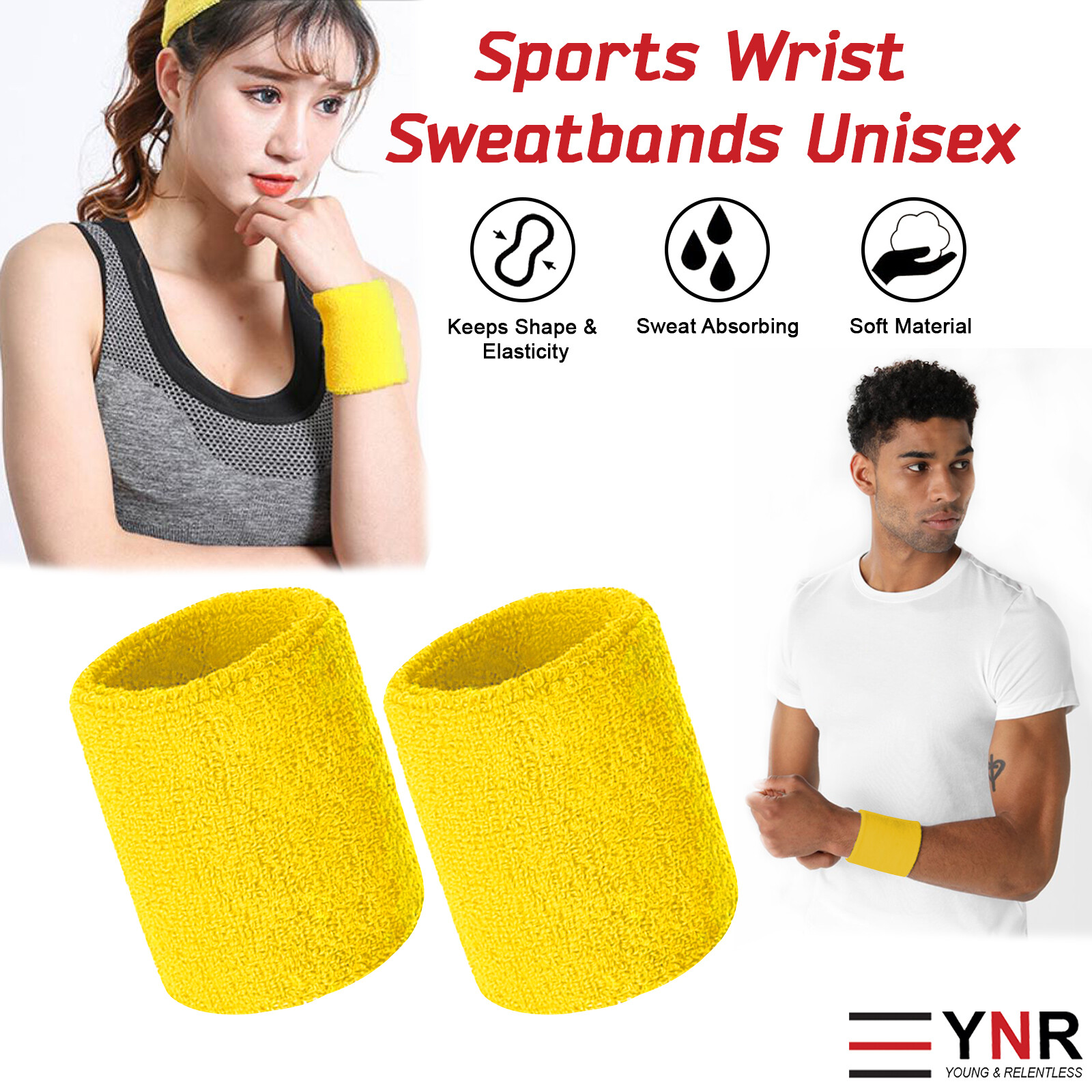 2 x Sports Wrist Sweat Bands Handbands Unisex Fitness Wool Sweatbands ...