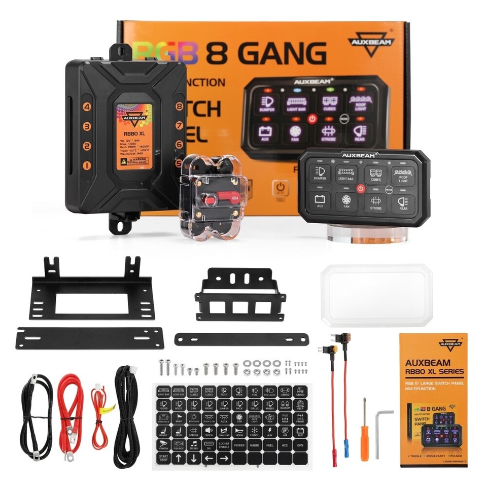 AUXBEAM RB80 RGB 8 Gang Switch Panel LED Light Bar Relay System For ...