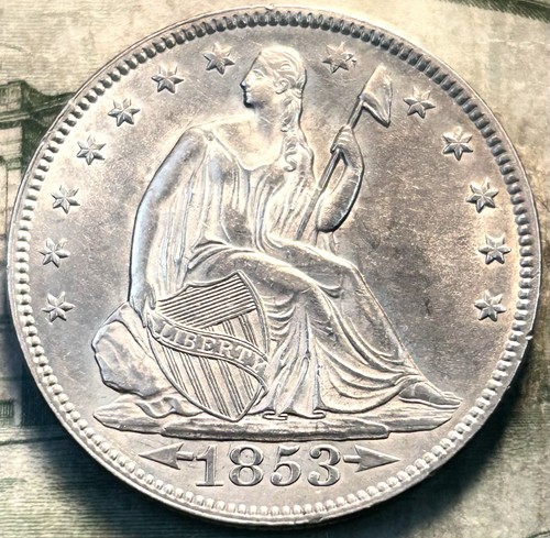 1853 50c Seated Liberty Half Dollar Nice Near Uncirculated Semi-Key ...