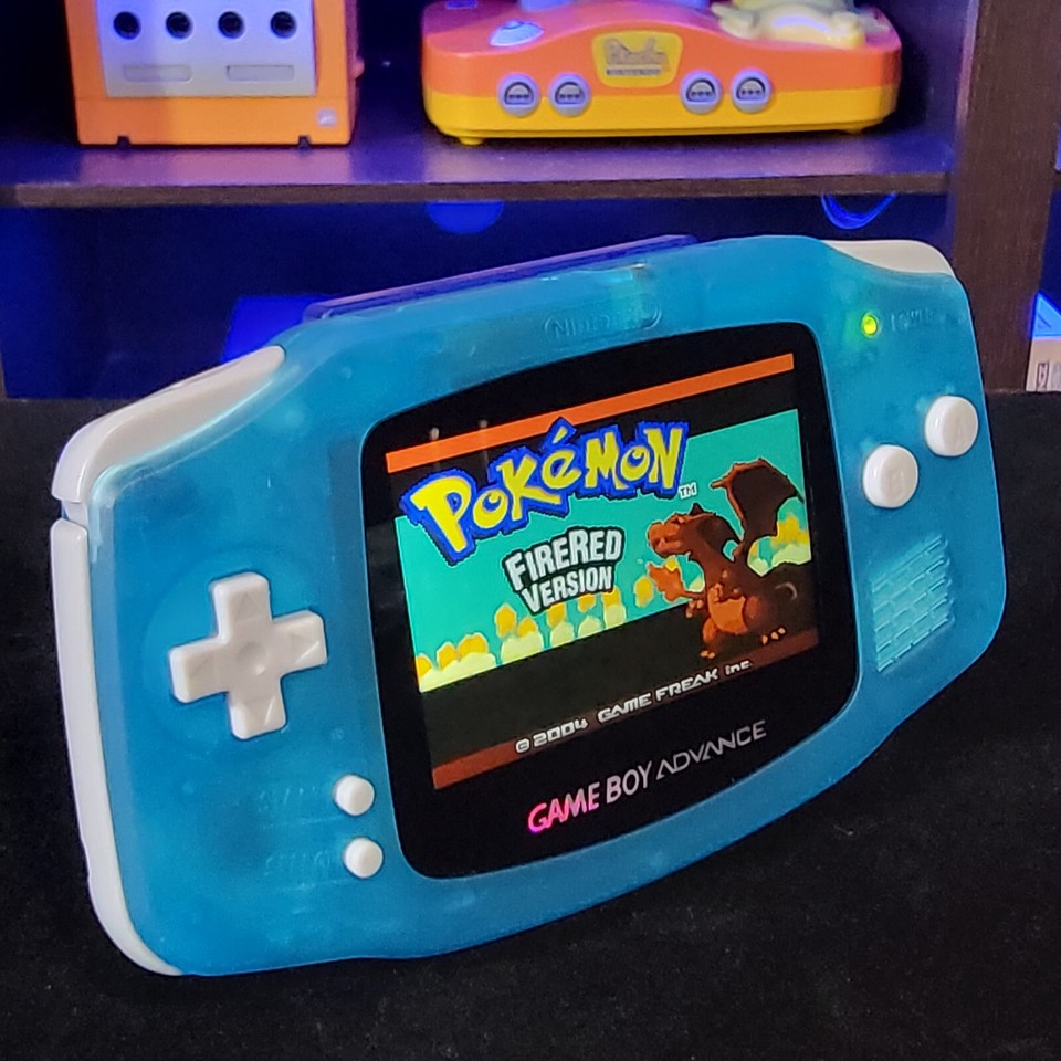 Clear Blue Game Boy Advance GBA Console with iPS V5 Backlight Backlit ...