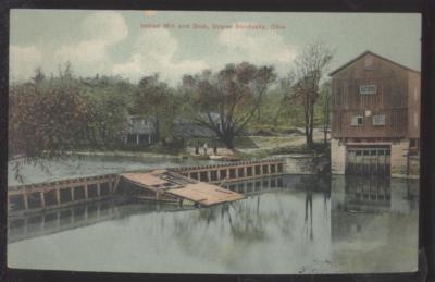 Postcard SANDUSKY Ohio/OH Old Indian Mill & Dam Bird's Eye Aerial view ...