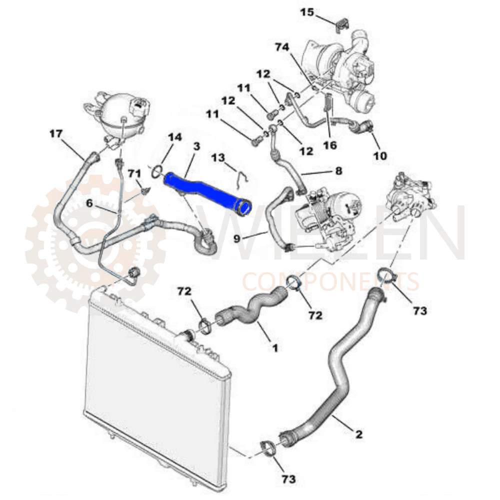 Manguito Tubo Refrigerante Para Citroën Berlingo C3 C4 C5 DS3 DS4 DS5 ...