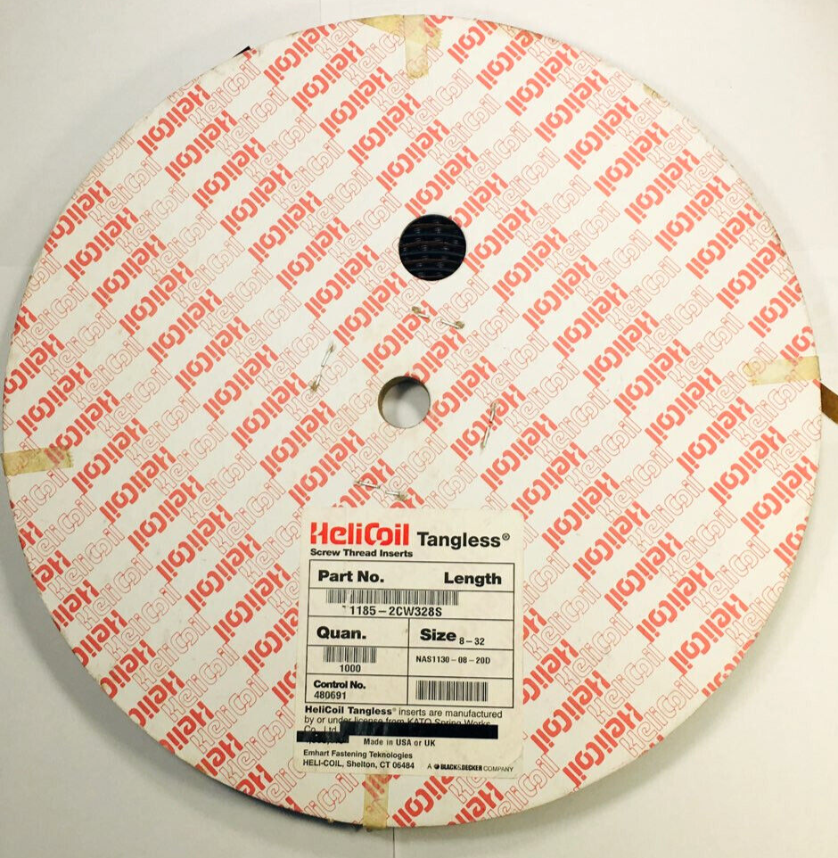 975 pc's HeliCoil 8-32 x.328 Tangless Dry Lube coat repair Inserts ...