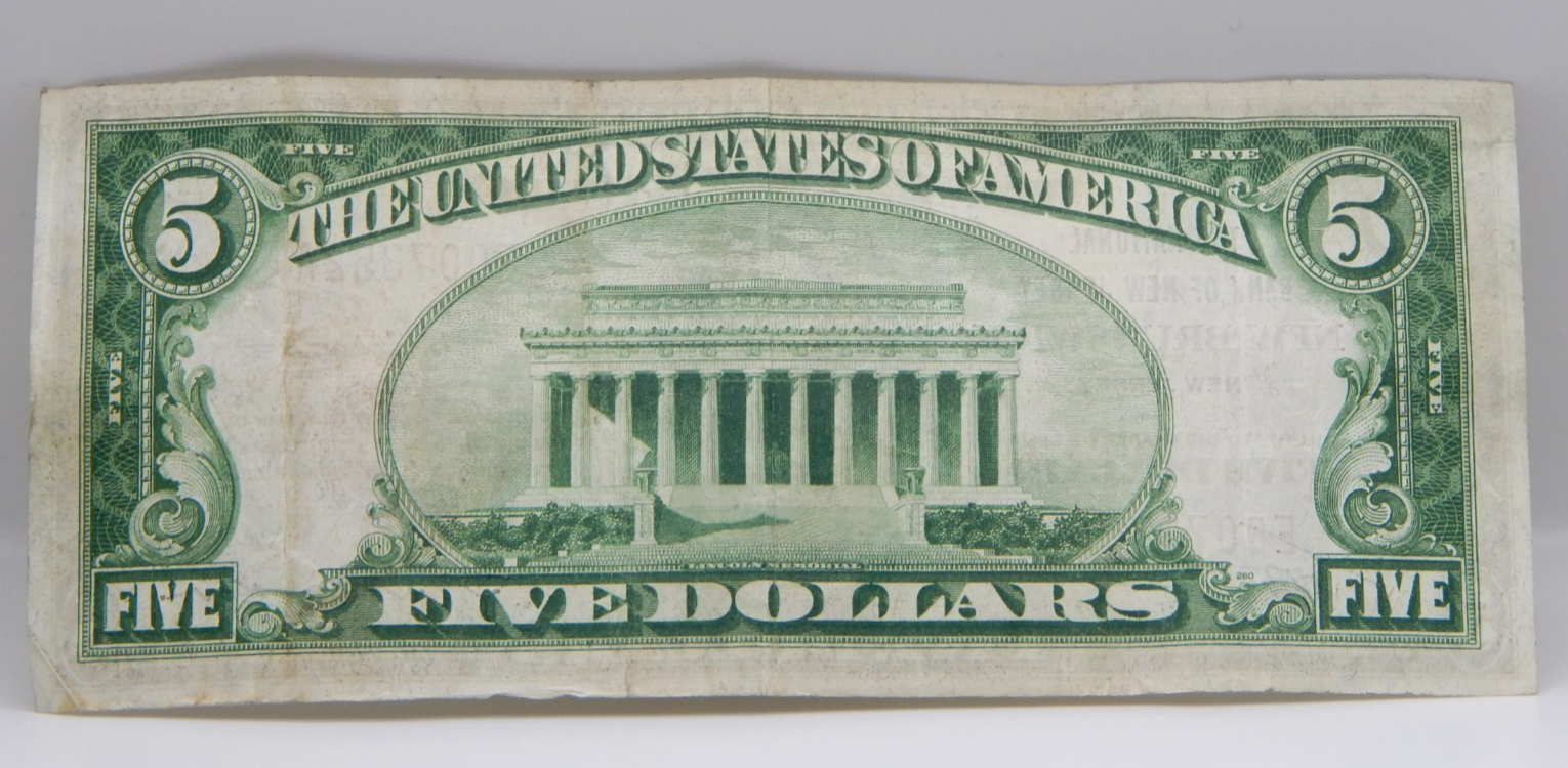 1929 587 $5 Brown Seal Bank Note US National Currency New Brunswick NJ ...