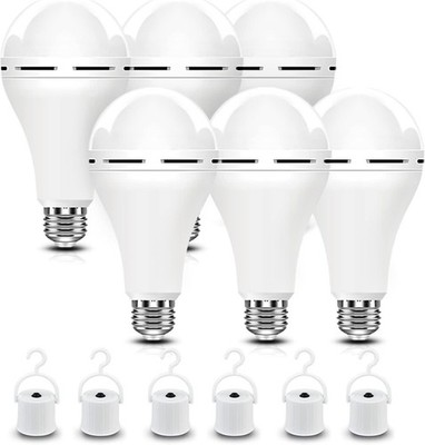 6Pack Emergency-Rechargeable-Light-Bulb,6500K LED Light Bulb with 1200 ...