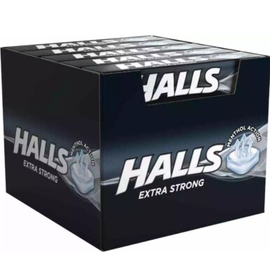 Halls Extra Strong Mints/Clearing menthol action Sore Throat Cough ...
