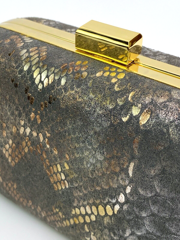 Inge Christopher Multi Metallic Boa Print Leather Minaudiere Evening ...