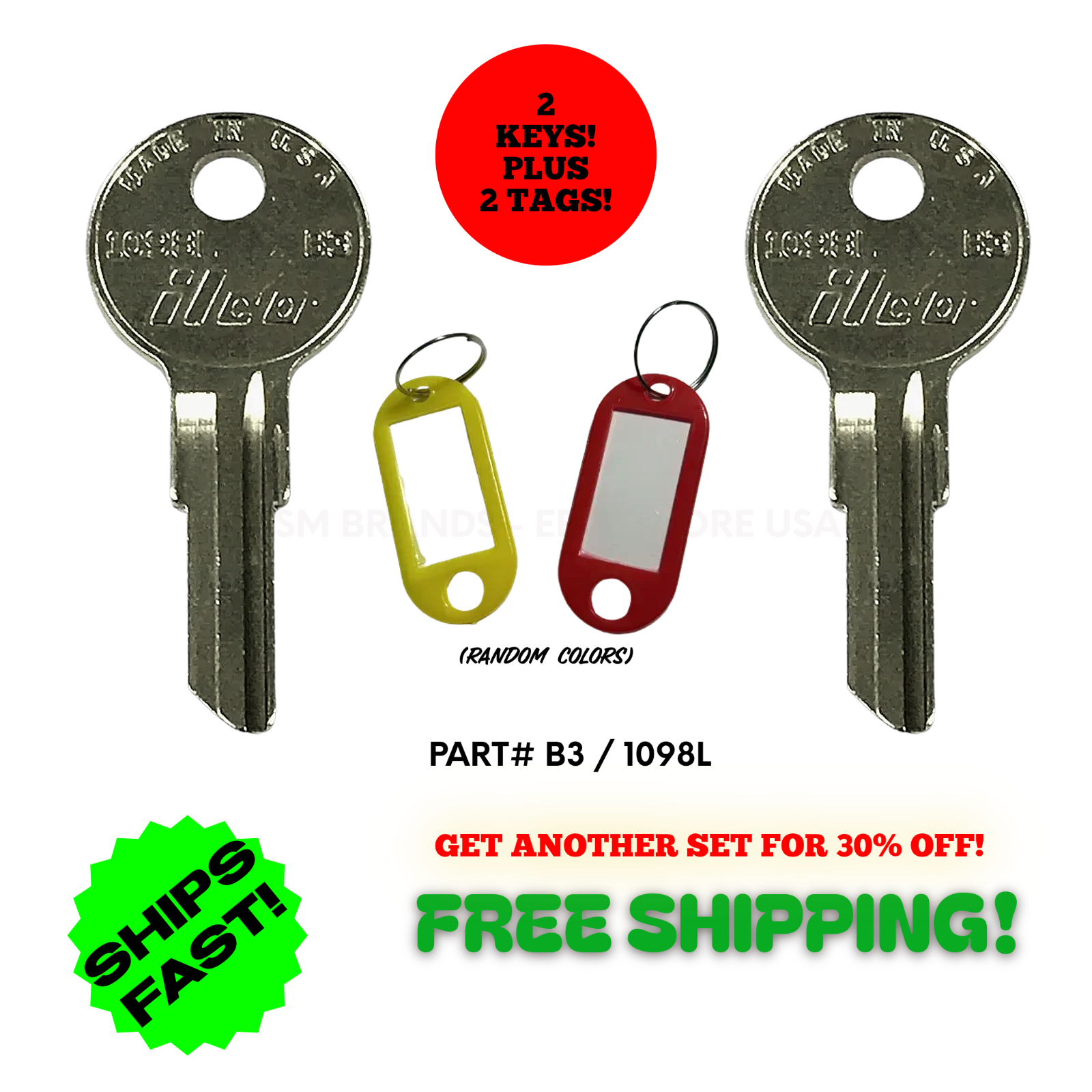2 New EZ-GO Golf Carts Locks Key Blanks B3 1098L PLUS Write on Tags! | eBay