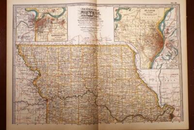 1897 RARE ANTIQUE CENTURY ATLAS MAP-MISSOURI-NORTHERN PART-EXCELLENT ...
