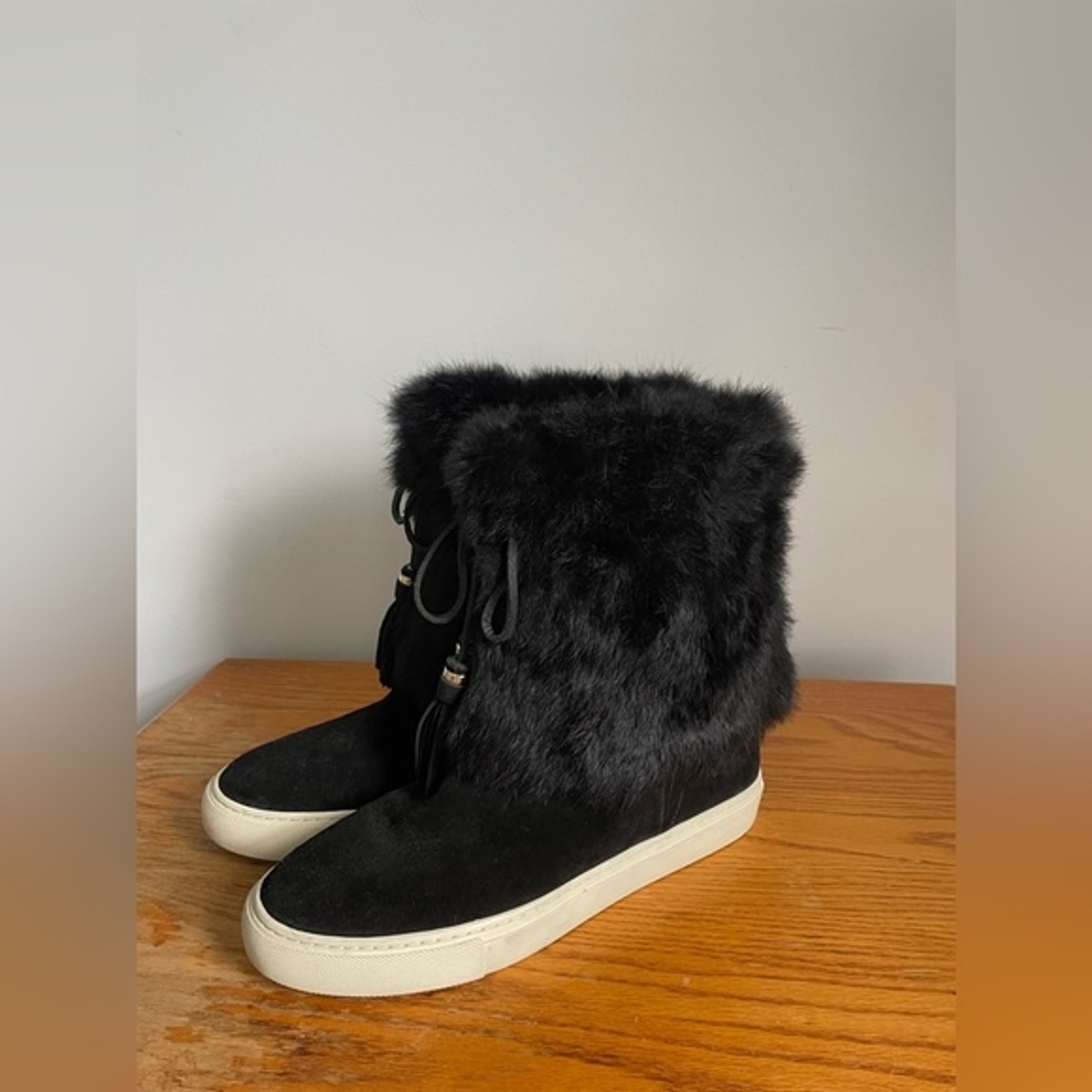 Tory Burch Angelica Suede Fur Boots Size 10 | eBay