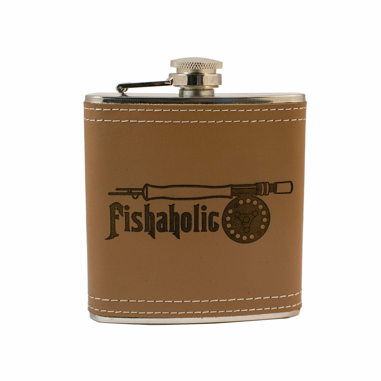 6oz Fishaholic Fly Fishing Leather Flask | eBay