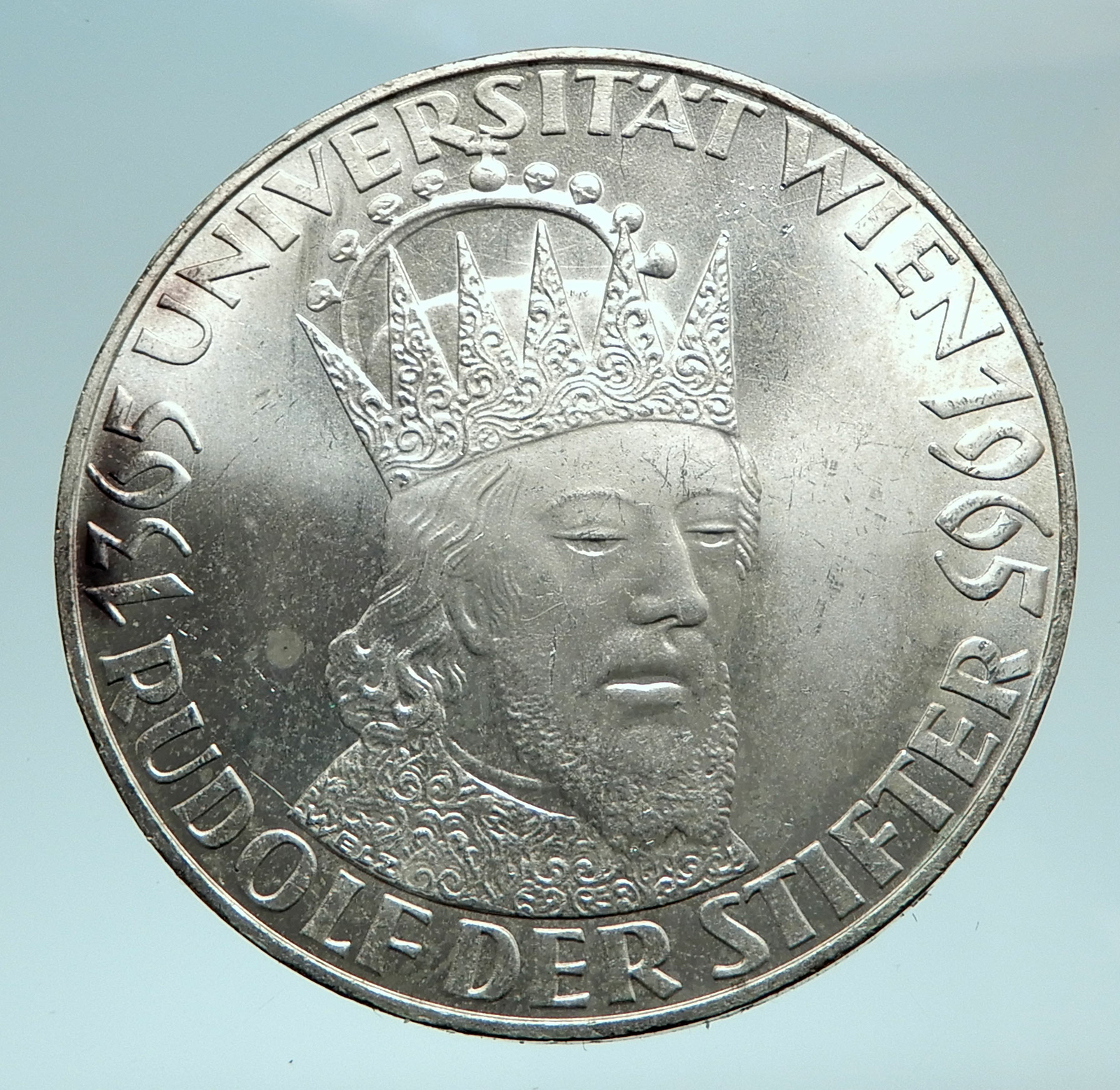1965 AUSTRIA 600th of VIENNA UNIVERSITY Rudolf IV Der Stifter Silver ...