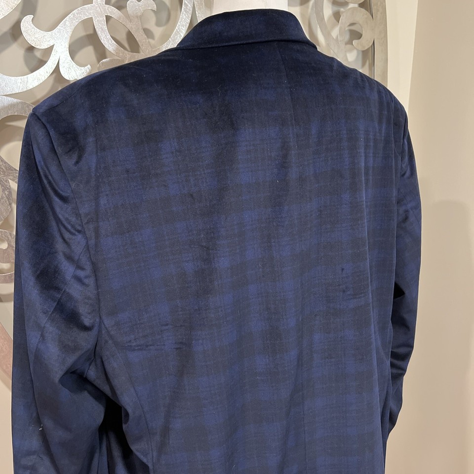 Ralph Lauren Blue Label Velvet Dinner Jacket Mens 52R Dark Blue Plaid ...