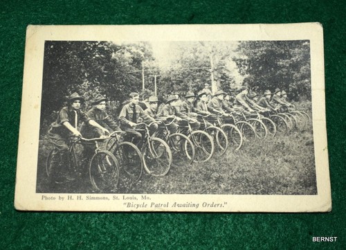 VINTAGE BOY SCOUT - EARLY OFFICIAL BOY SCOUT POSTCARD - BICYCLE PATROL ...