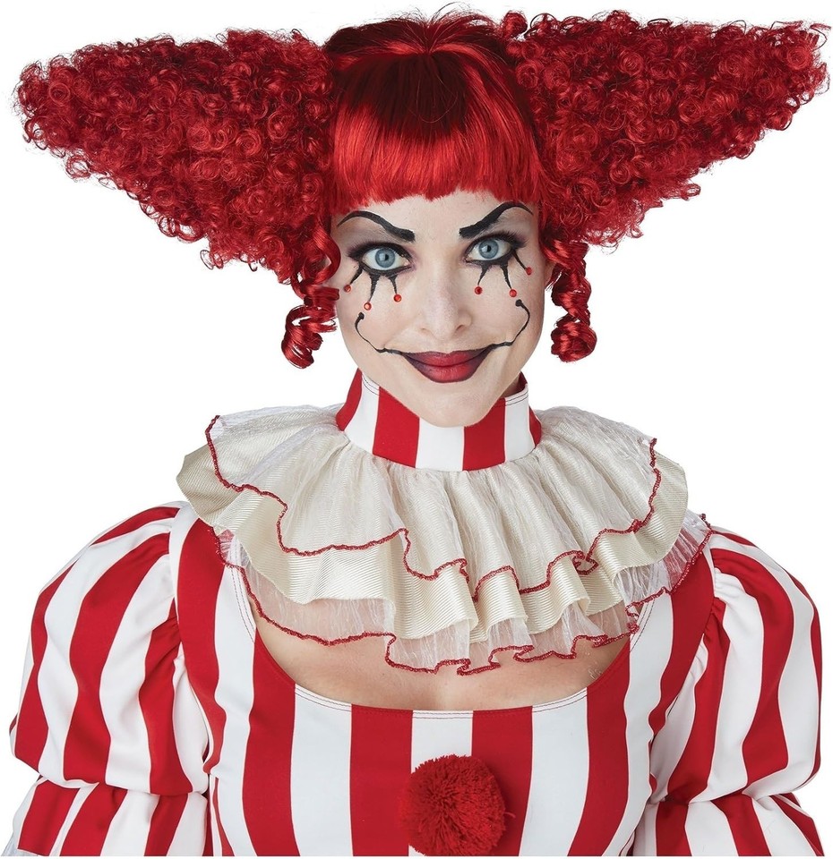 Creepy Dark Red Clown Wig with Bouffants - Perfect for Fun Costume ...