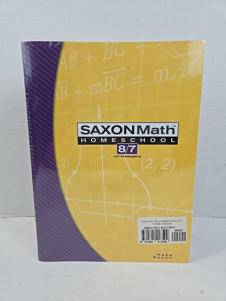 Saxon Math 8/7 Homeschool Kit SEALED Textbook Tests Worksheets ...