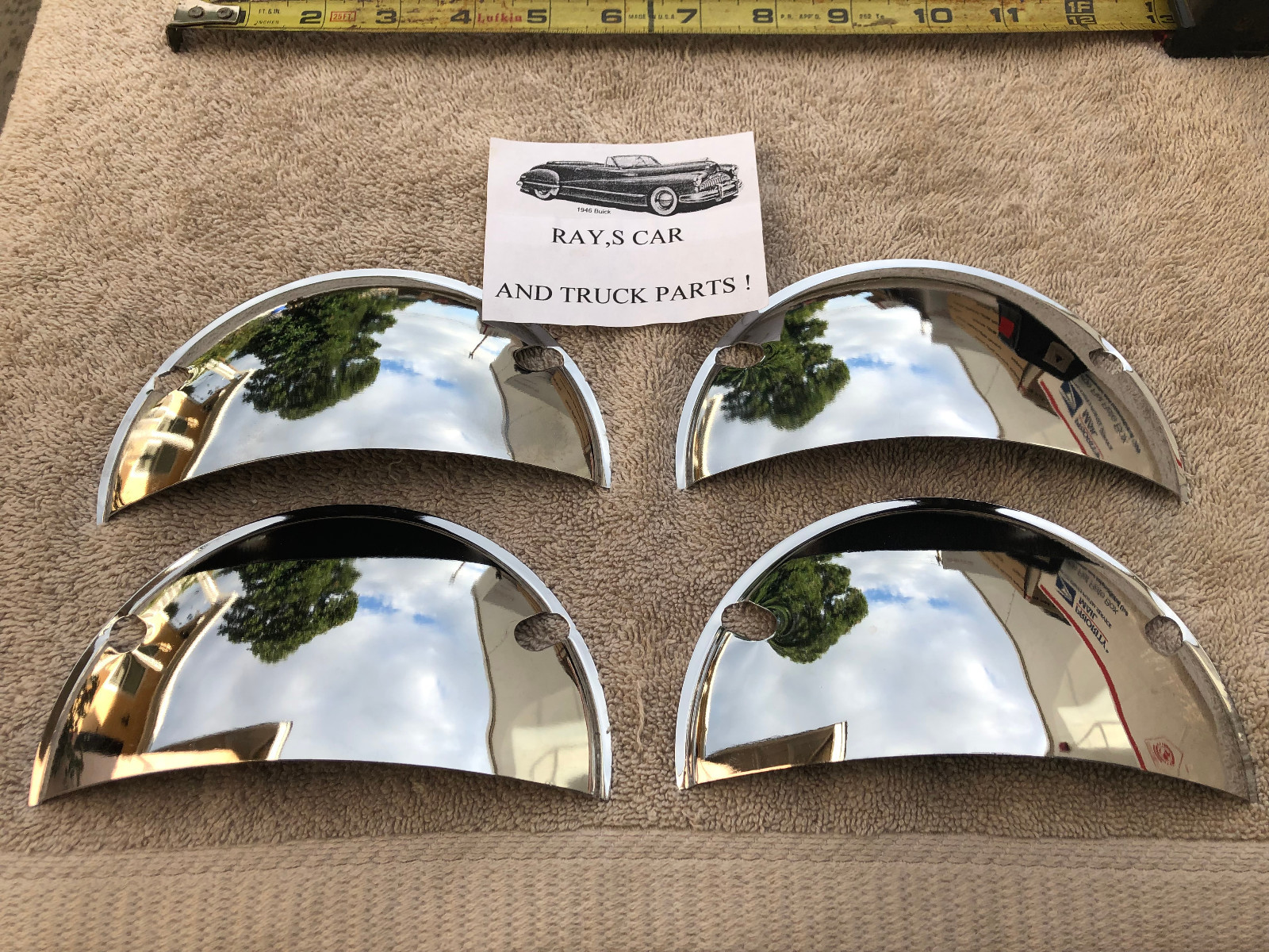 NEW SET OF CHROME VINTAGE STYLE HALF MOON HEAD LIGHT COVERS ! ( 4 ...