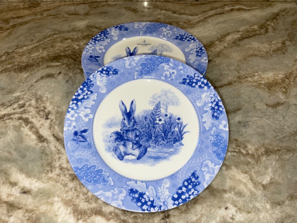 Peter Rabbit Blue Toile Lapin 8 Inch Salad Plates. Set Of 4 Beatrix ...