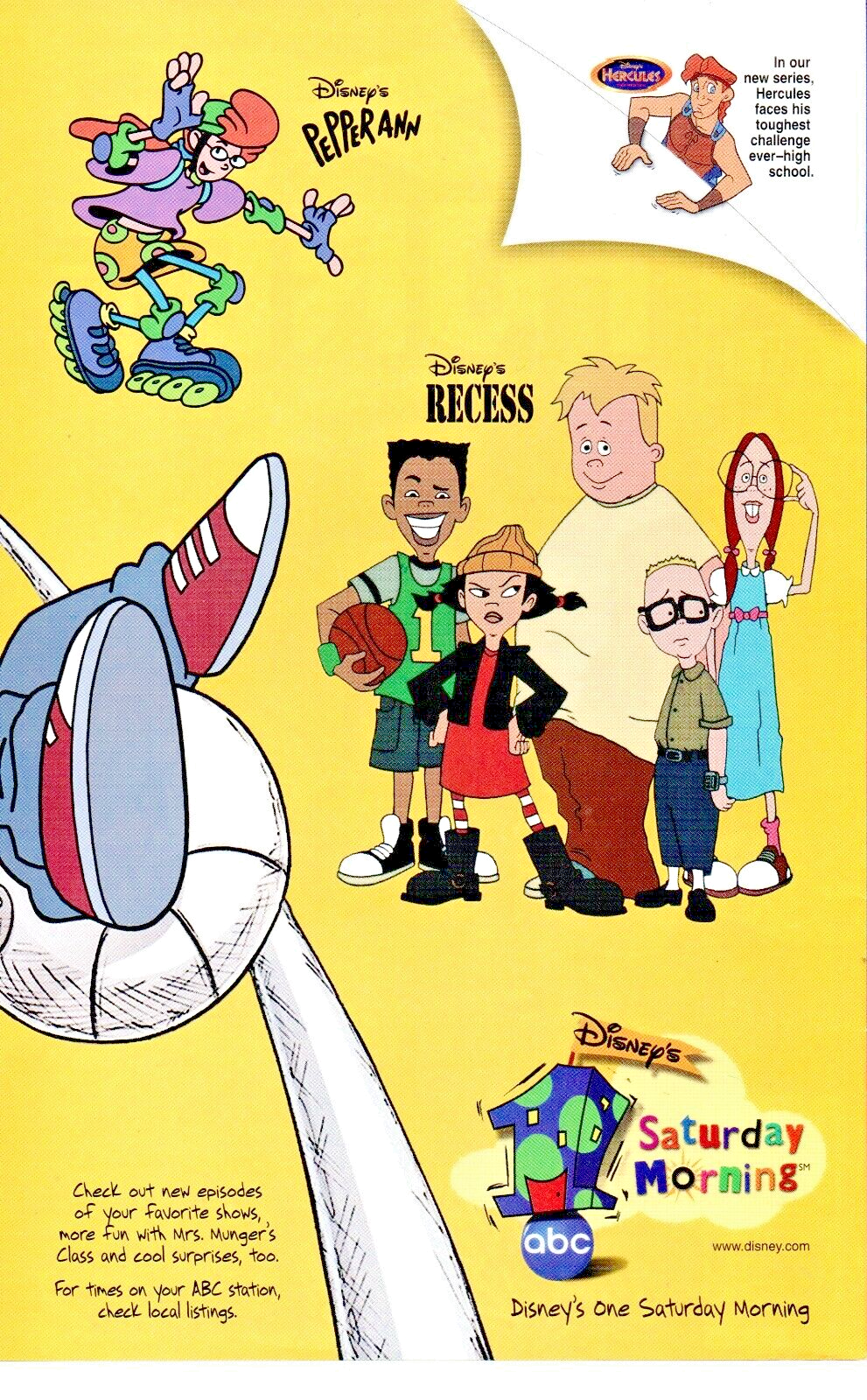 Disney Saturday Morning Cartoons ABC 1998 - 2 PG PRINT AD Doug RECESS ...