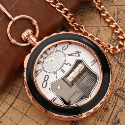 Rose Gold Musical Movement Pocket Watch FOB Chain Playing Merry ...