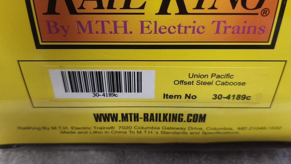 RAILKING MTH 30-4189c UNION PACIFIC OFFSET CABOOSE 25216 O SCALE | eBay
