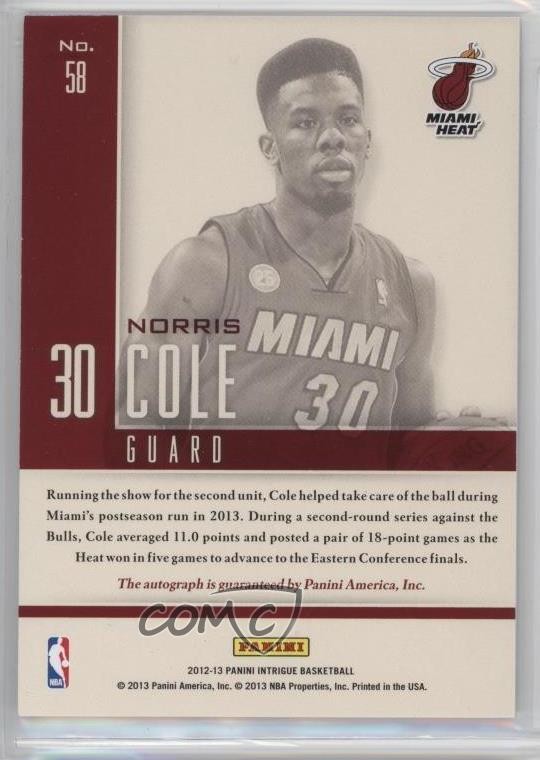 2012-13 Panini Intrigue Impact Rookies Auto /125 Norris Cole #58 Auto ...