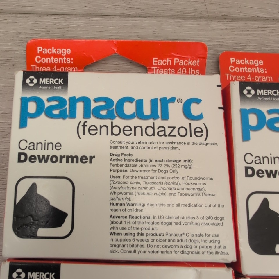 Lot Of 4 Panacur C 3 Per Box Canine 40lbs Dewormer Treatment Exp 6/2027 ...