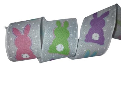 3 yards 2.5" Easter ribbon~2.5" Wired ribbon~ pastel rabbit ribbon ...