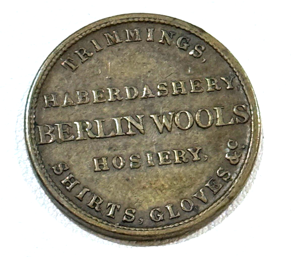 VINTAGE 1800'S DUBLIN FARTHING TRADE TOKEN HABERDASHERY BERLIN WOOLS | eBay