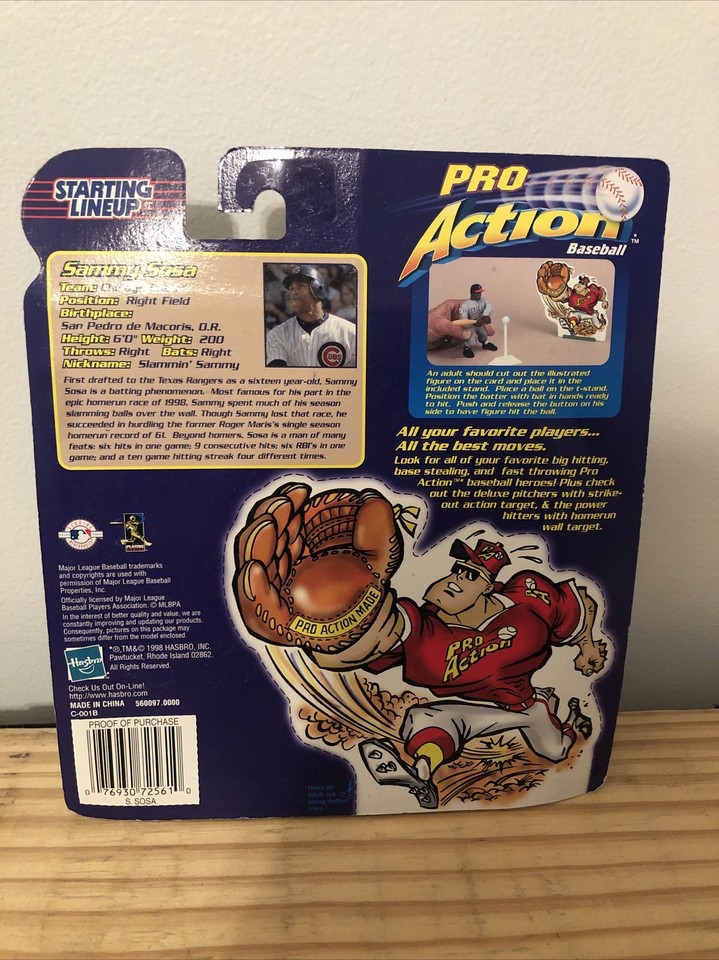 1998 Hasbro Starting Lineup Pro Action Baseball Figure Sammy Sosa ...
