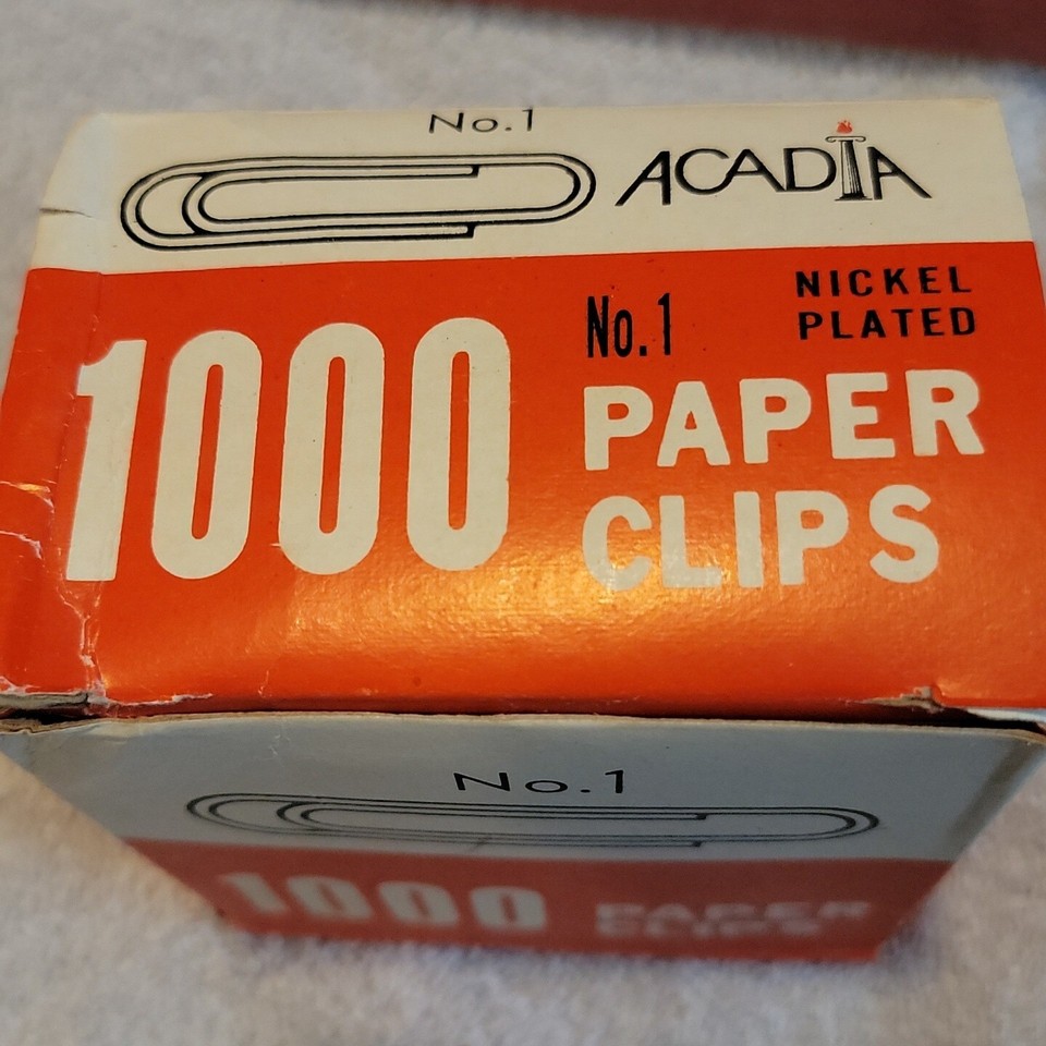 ACADIA Paper Clips Nickel Plated Finish No. 1 Silver 1000 Paper Clips ...