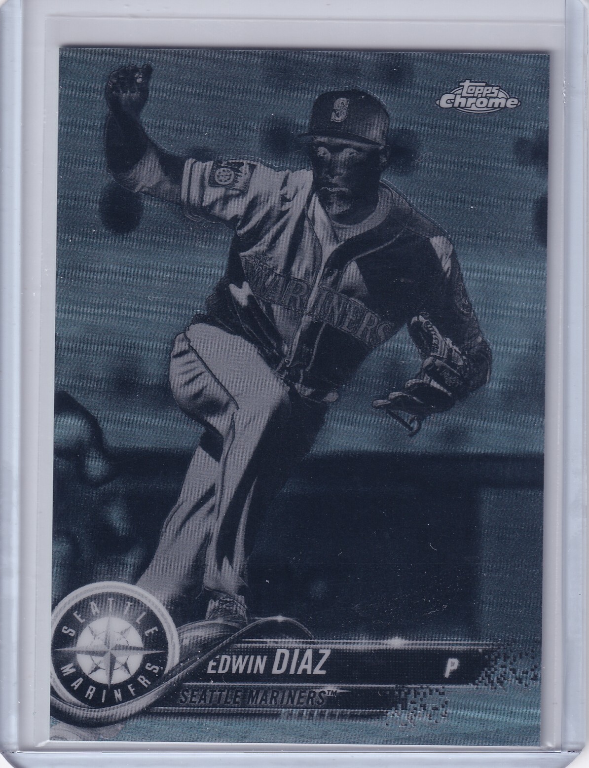 2018 Topps Chrome Baseball Negative Refractor #155 Edwin Diaz MARINERS ...