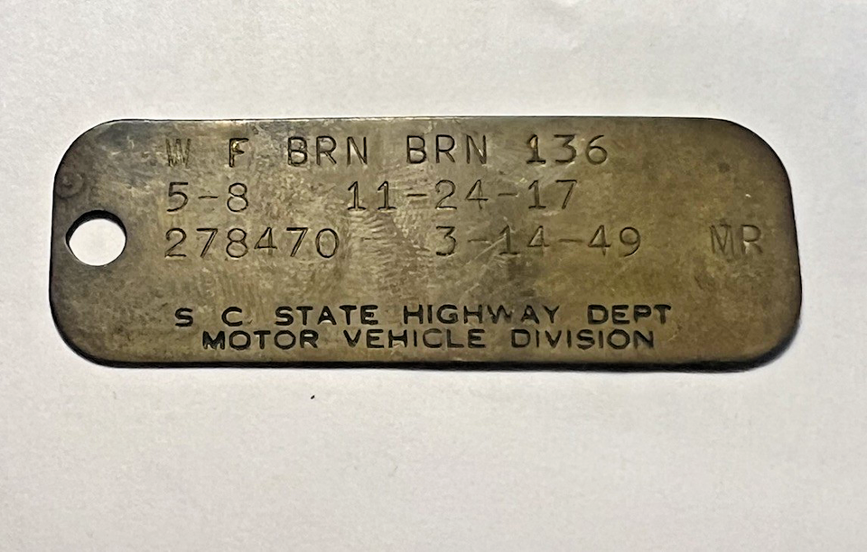 1953 Lexington South Carolina Brass Driver's License Key Fob Tag | eBay
