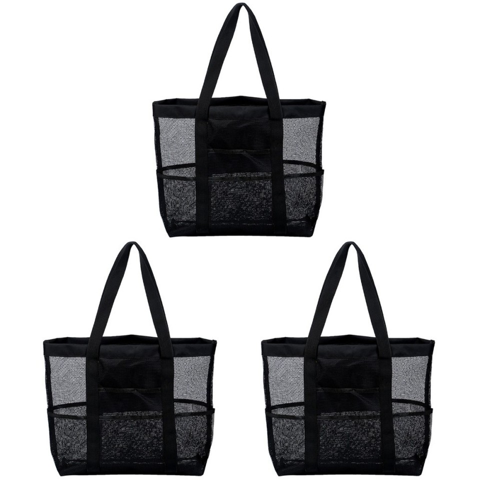 Large Mesh Beach Bag Multi-pocket Beach Tote Beach Toy Pouch Travel ...