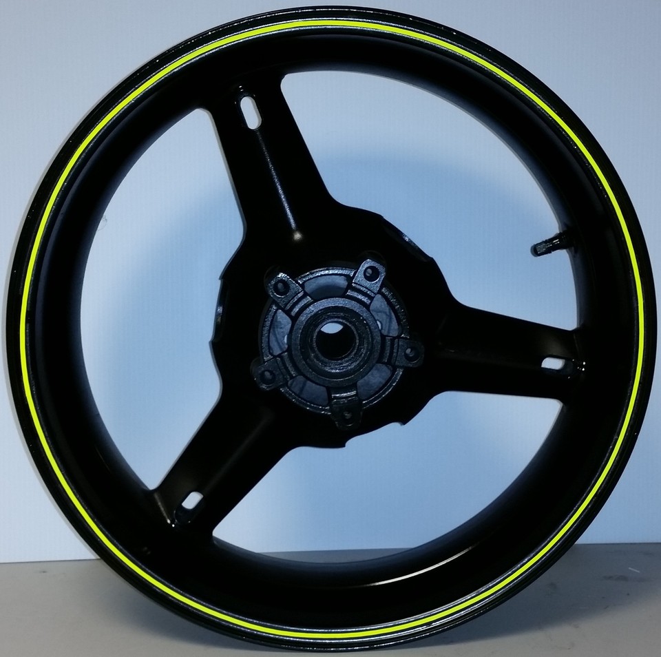 FLUORESCENT NEON DAYGLO YELLOW MOTORCYCLE RIM STRIPES WHEEL DECALS TAPE ...
