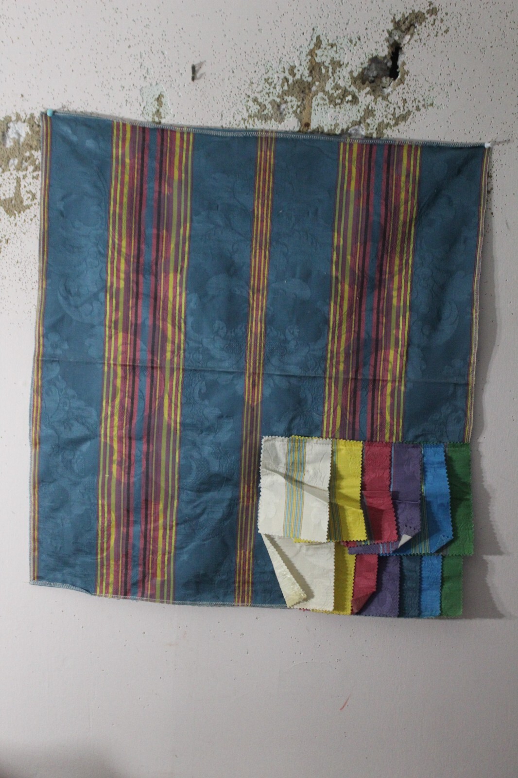 Coraggio Textiles, Lipari Stripe on Moire, 25" W X 27" L, Color Blue ...