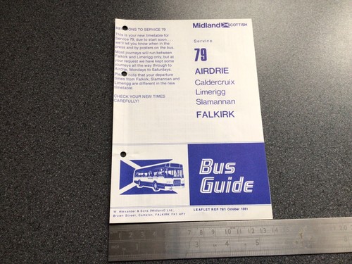 Midland Scottish Bus Group Route 79 Timetable October 1981 Airdrie ...