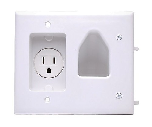 Recessed Low Voltage Wall Plate Pass Through Cable Outlet w/ Power ...