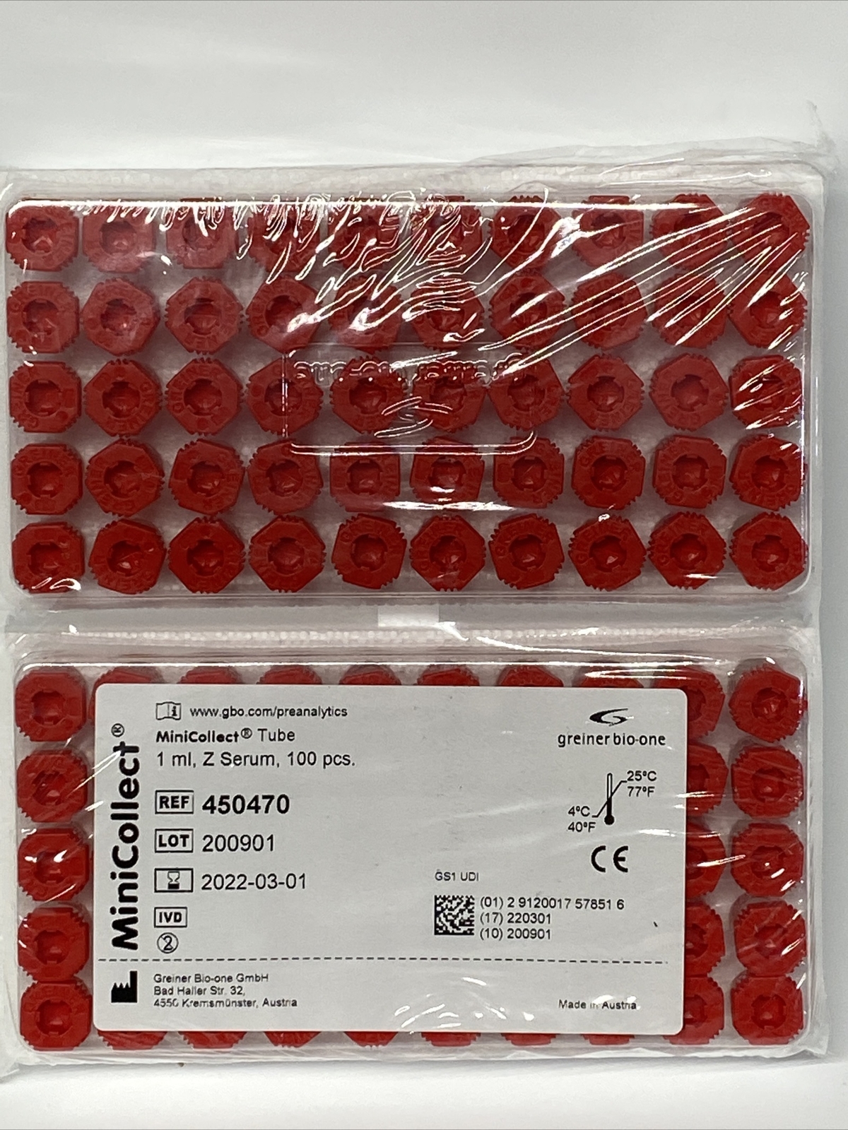 (case of 1 000)greiner Bio-one Minicollect Tube 1ml Z Serum Ref 450470 ...