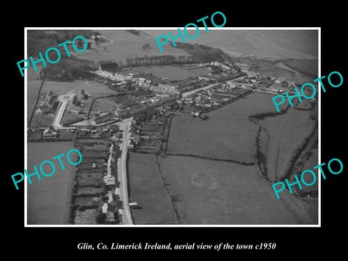OLD LARGE HISTORIC PHOTO GLIN Co LIMERICK IRELAND AERIAL VIEW OF TOWN ...