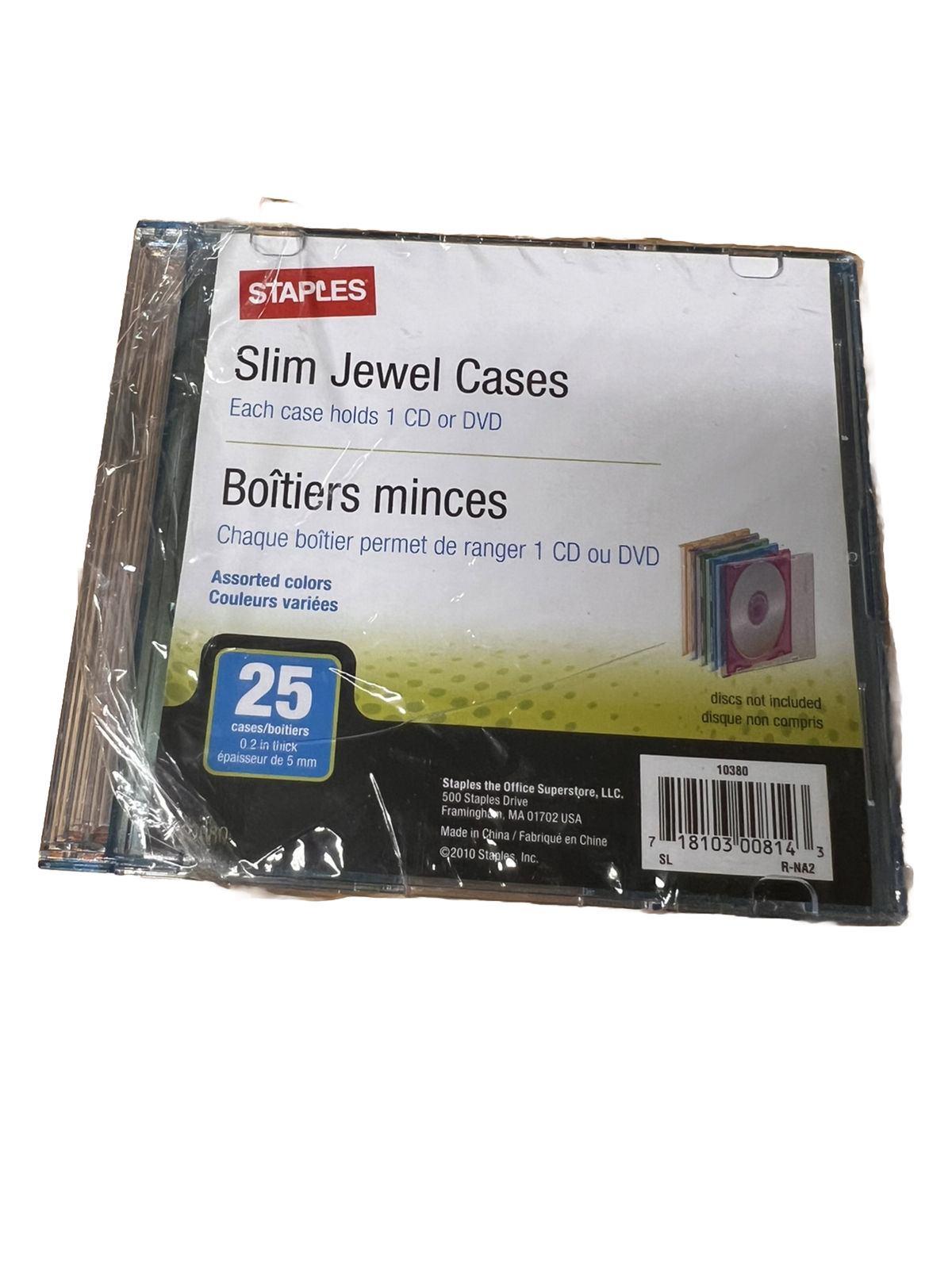 CD DVD Blu-Ray Universal 24 Staples 5 mm Slim Jewel Cases 5 Assorted ...