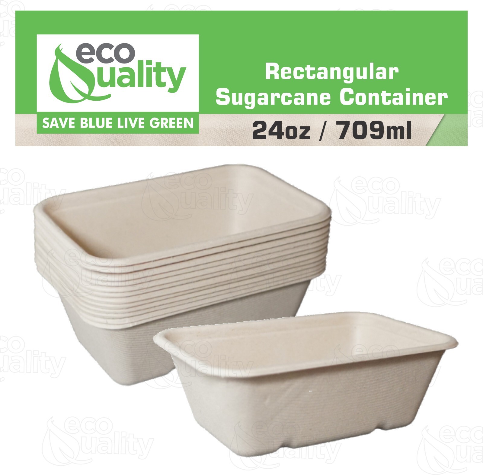 24oz Sugarcane Fiber Bowl Compostable Disposable Oblong Food Prep ...