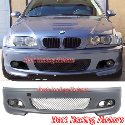 For BMW E46 2dr 3-Series M-Tech II Style Front Bumper + Fog + Dual Hole ...