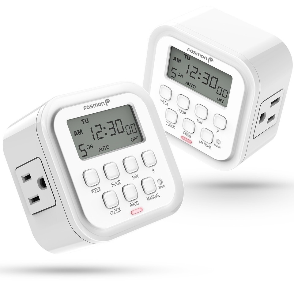 7 Day Digital Electric Programmable Dual Outlet Plug In Clock Light ...