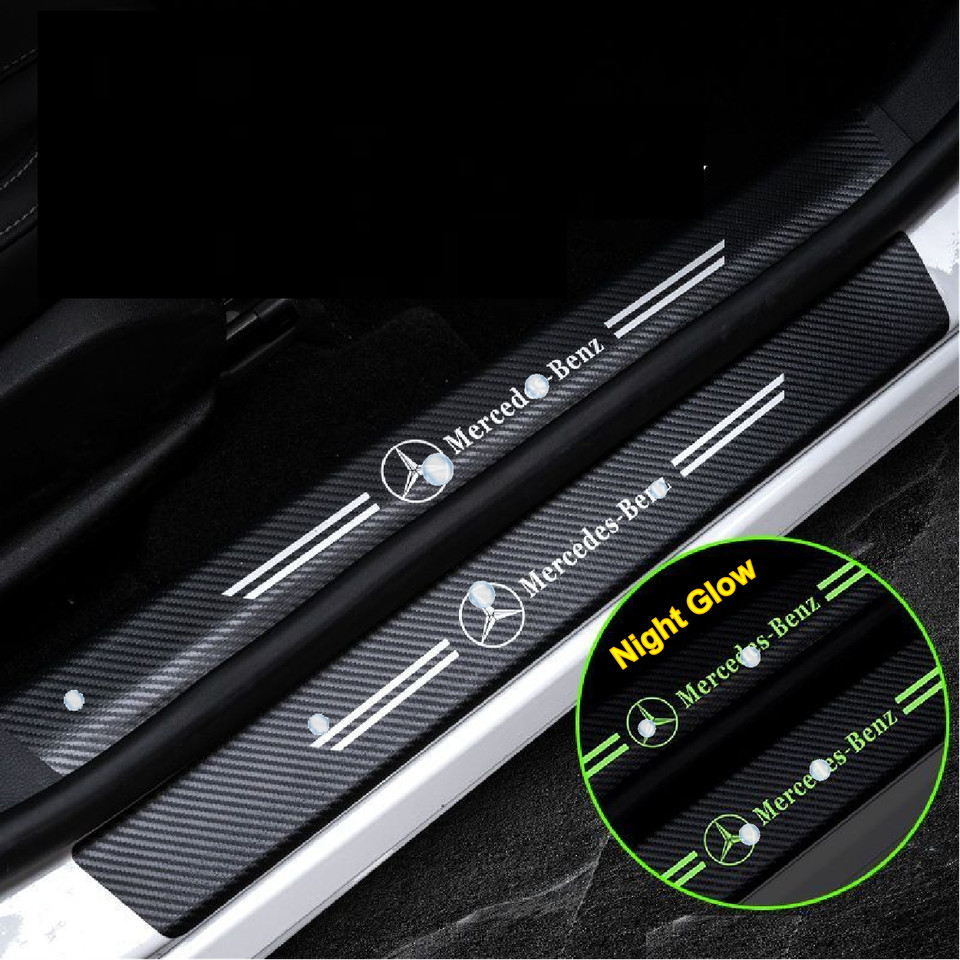 4PC Luminous Car Door Plate Sill Scuff Anti-scratch Sticker for ...