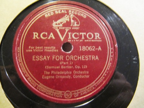1st Rec 1940 SAMUEL BARBER ESSAY FOR ORCHESTRA Ormandy Philadelphia ...