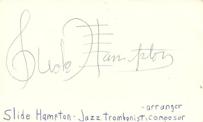 Slide Hampton Jazz Trombonist Composer Music Autographed Signed Index ...